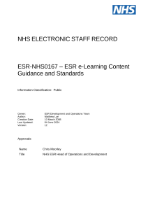 Browse Content - ESR Hub - NHS Electronic Staff Record